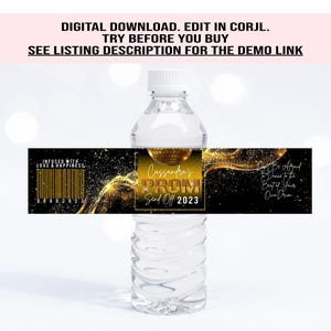 Editable Prom Send off Gold Black Party Favors Bundle, Prom Gold Black ...