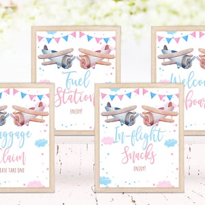 Editable Airplane Gender Reveal Bundle Signs Custom Sign PRINTABLE Pink ...