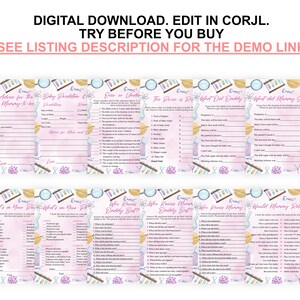 Editable Science Baby Shower Games Bundle Pink Scientist Einstein Girl ...