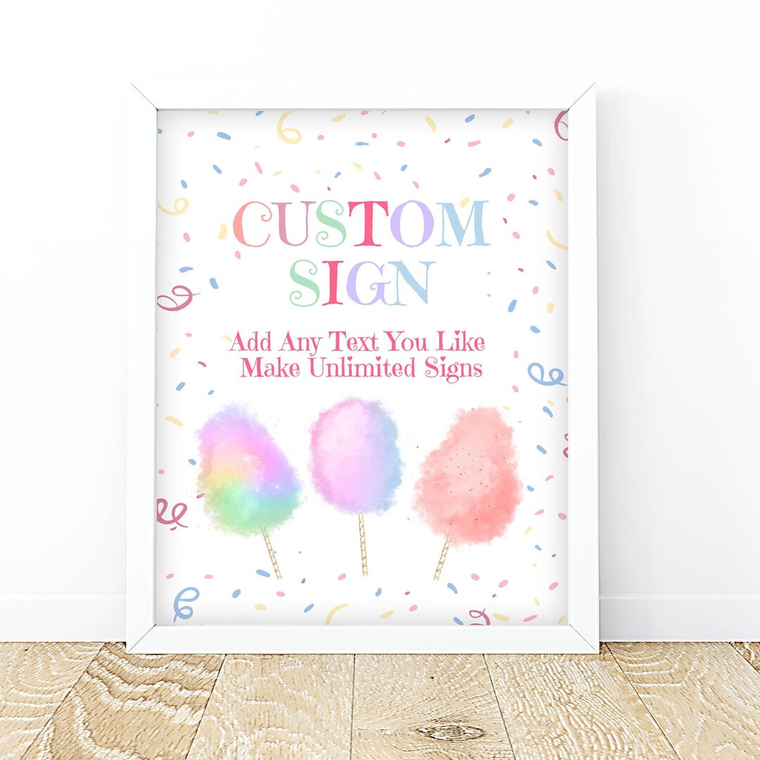 Editable Cotton Candy Custom Sign PRINTABLE Pink Cotton Candy Baby ...