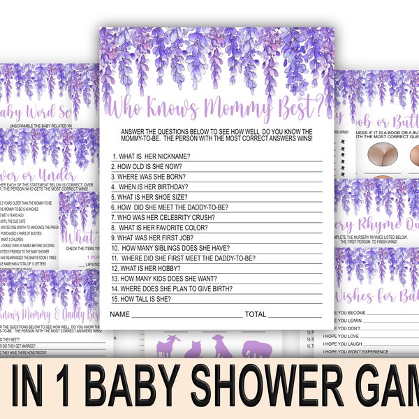 Baby Shower Games Lavender Flower - Etsy