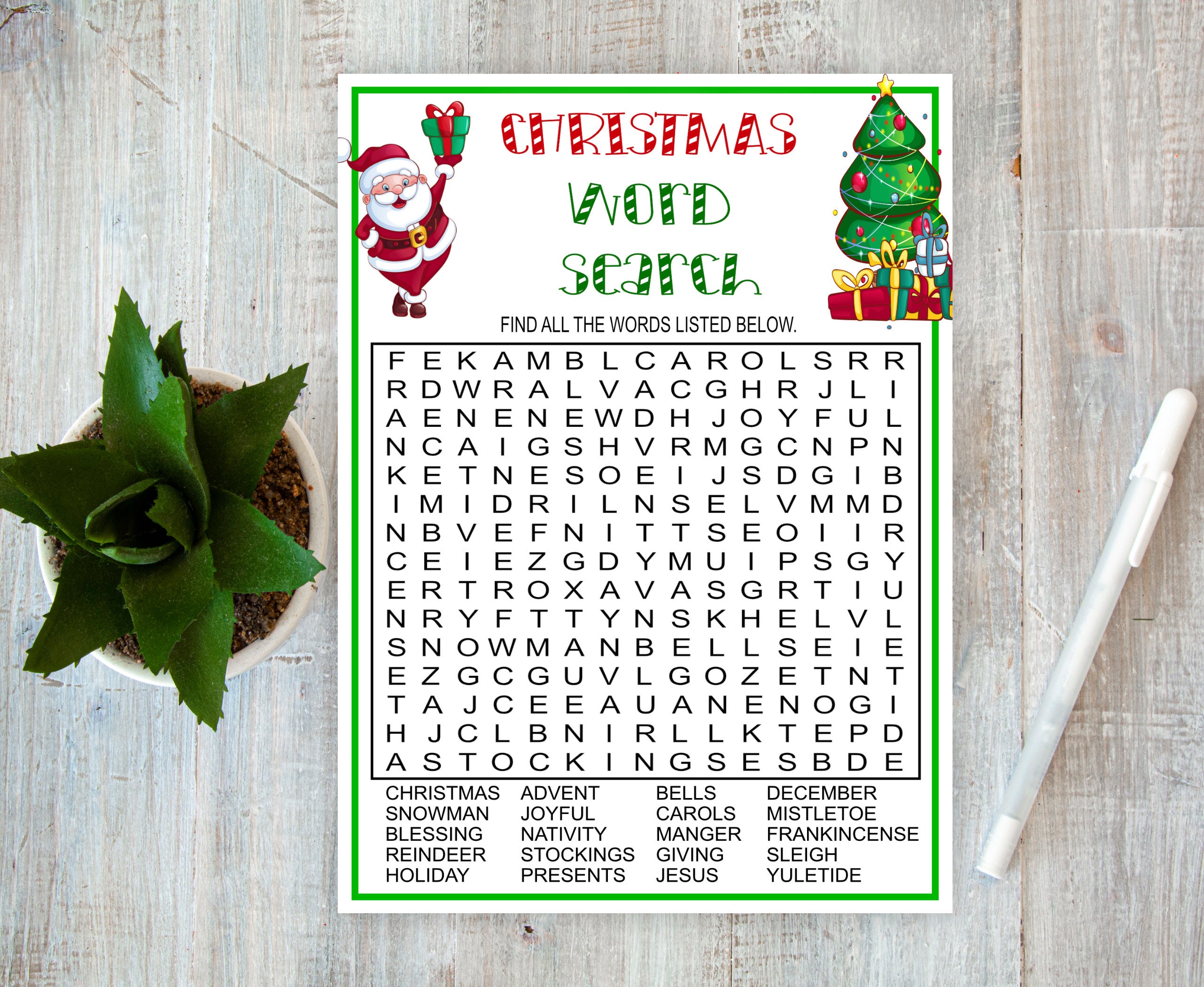 Christmas Word Search Game Christmas Fun Game Christmas - Etsy UK