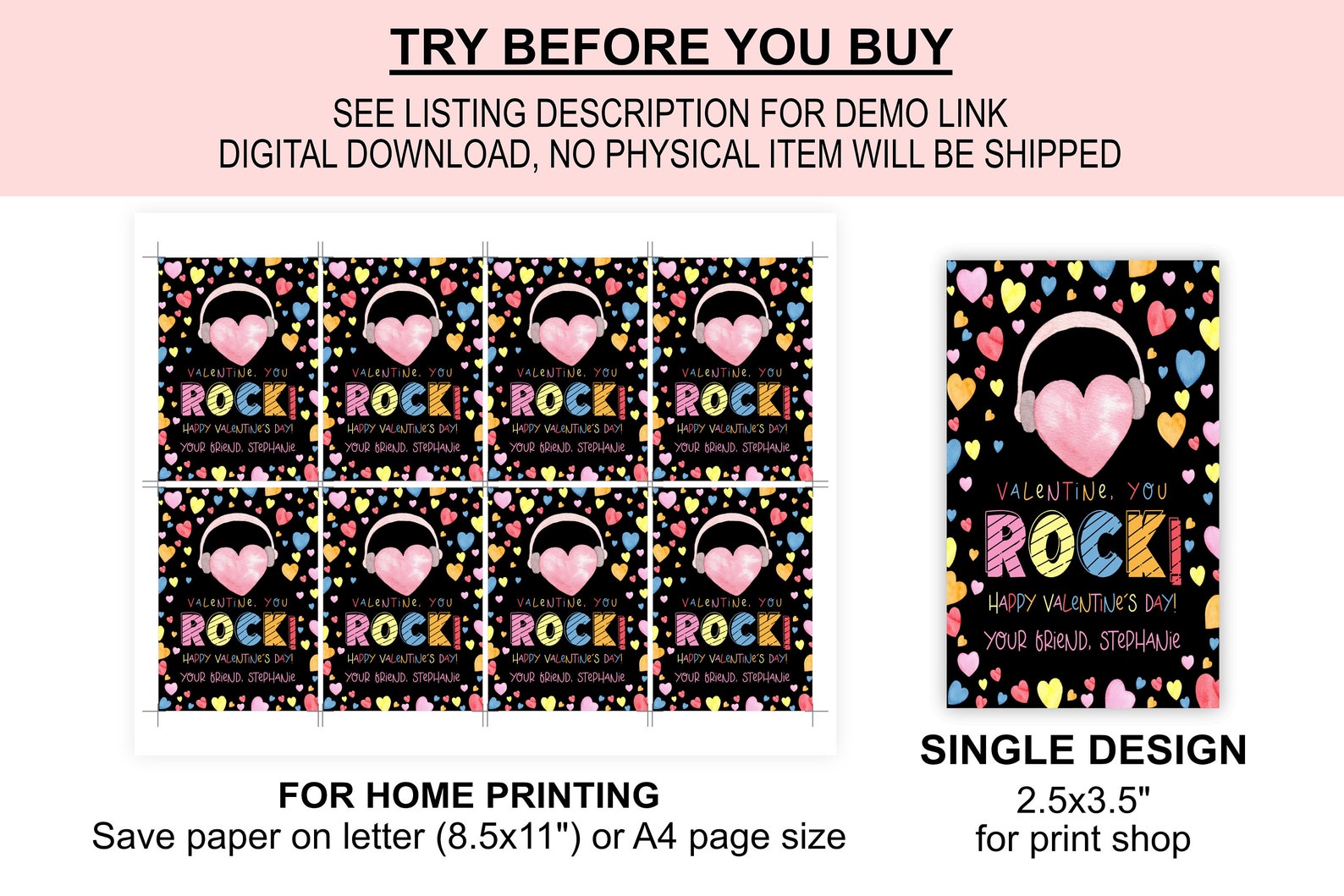 Editable You Rock Valentine Gift Tag, Printable Kids Classroom ...