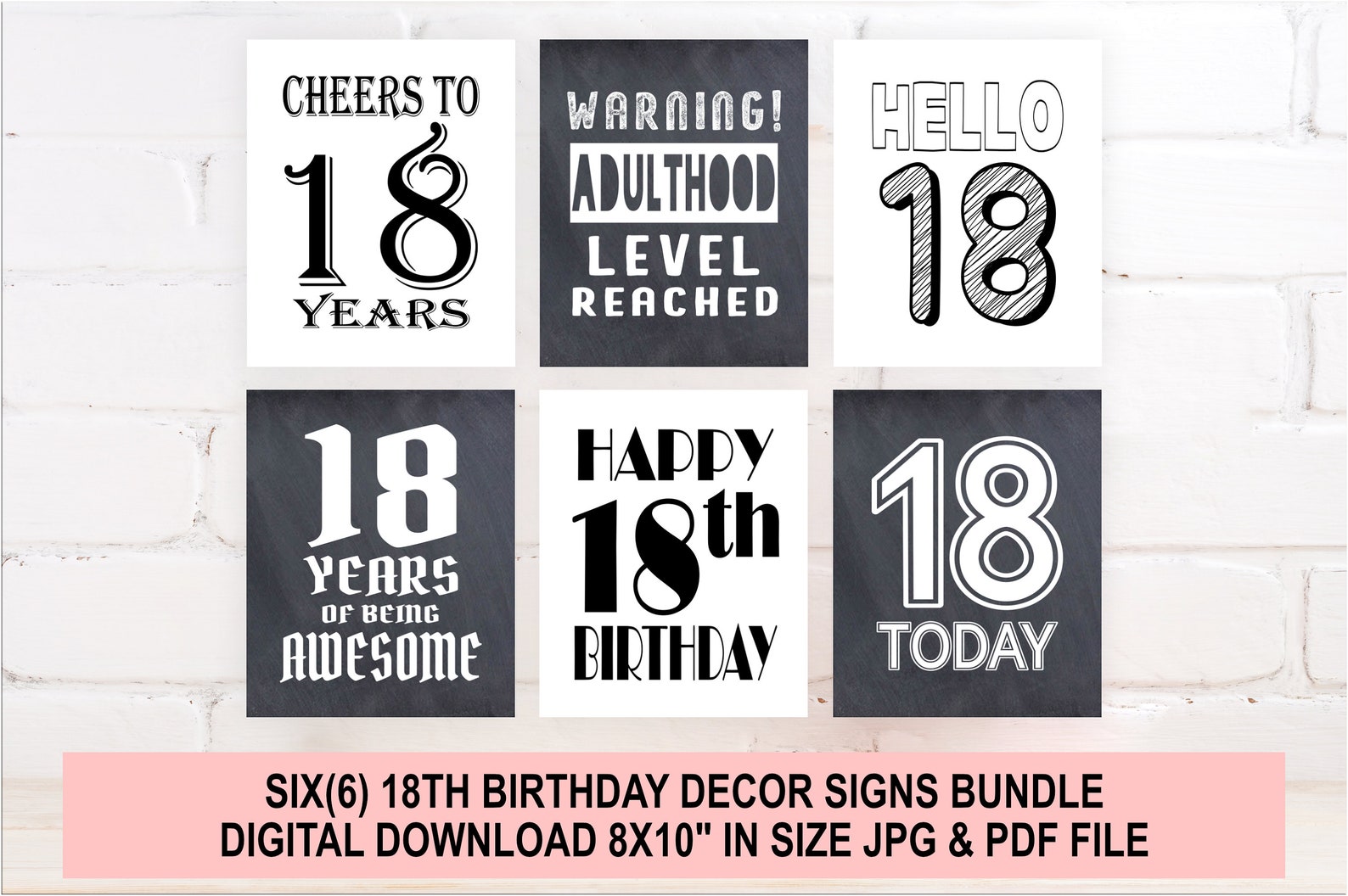 18th Birthday Signs Decor Bundle Birthday Party | Etsy