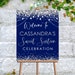 Editable Blue Silver Welcome Sign Birthday Party Silver Glitter Welcome ...