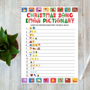 Christmas Game Printable, Christmas Song Emoji Pictionary Game, Fun ...