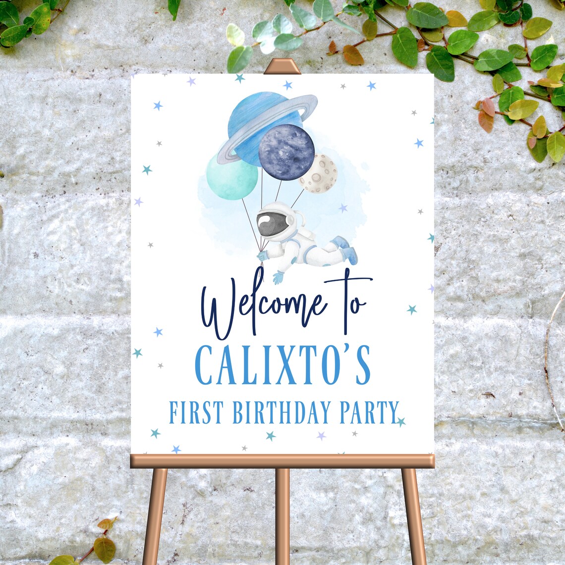 Editable Astronaut Welcome Sign Party Boy Outer Space Galaxy - Etsy