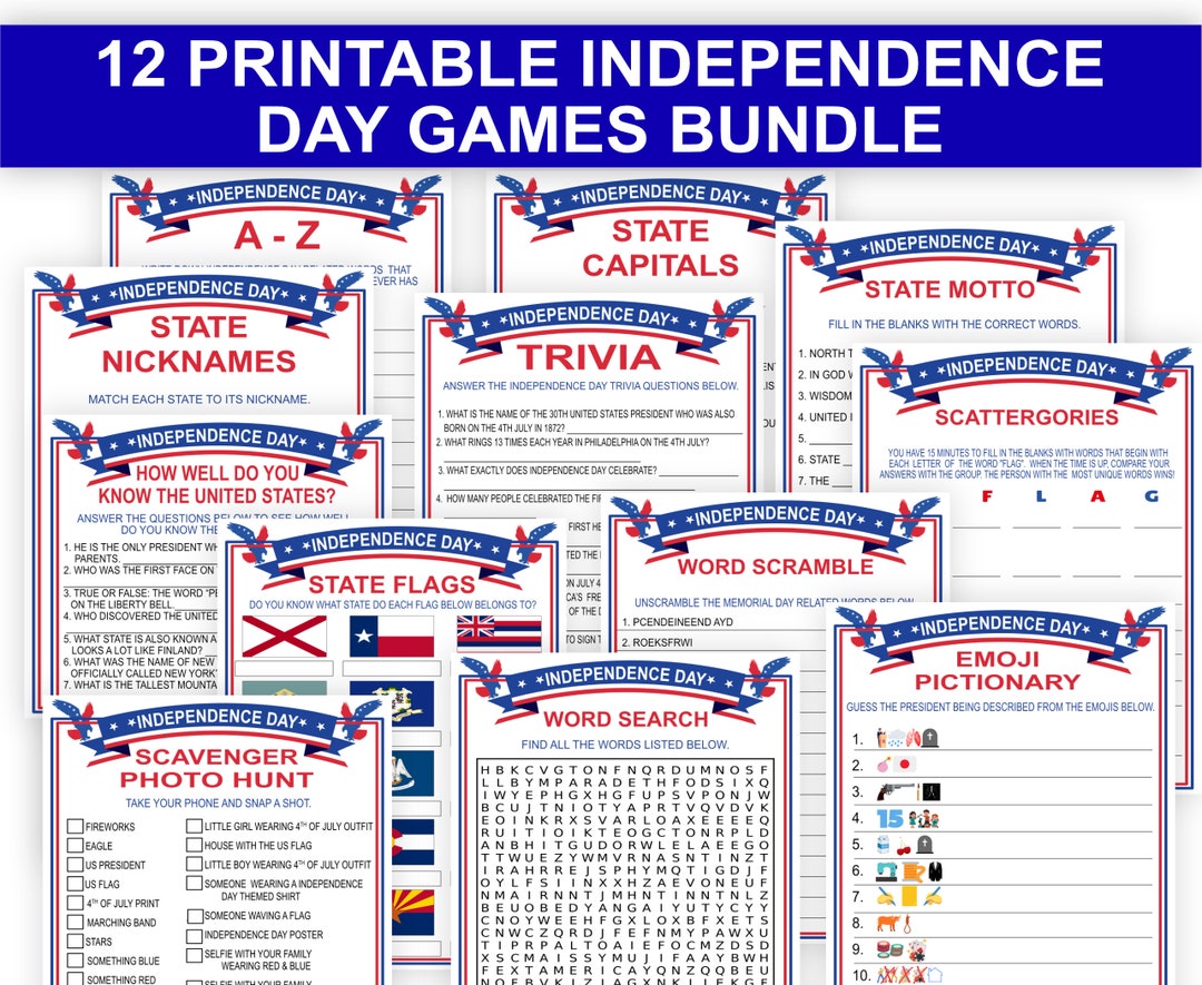Independence Day Games Bundle, Fourth of July, Fun 4th of July Games ...