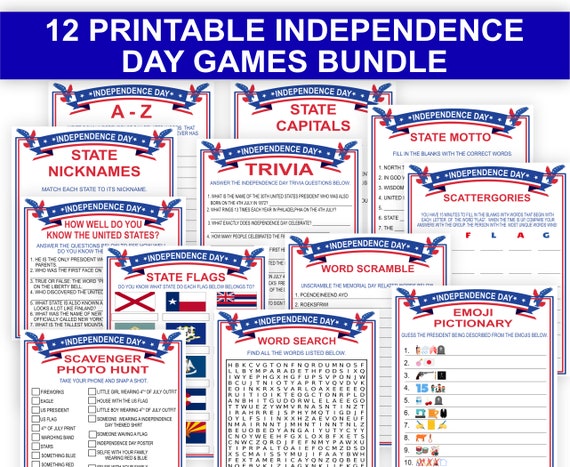Independence Day Games Bundle Fourth of July Fun 4th of July - Etsy