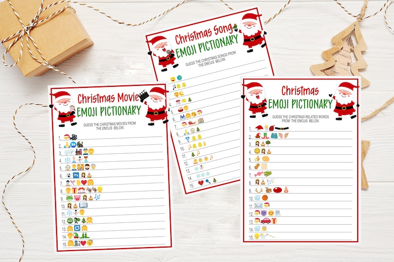 Christmas Emoji Pictionary Game Bundle PRINTABLE Christmas - Etsy