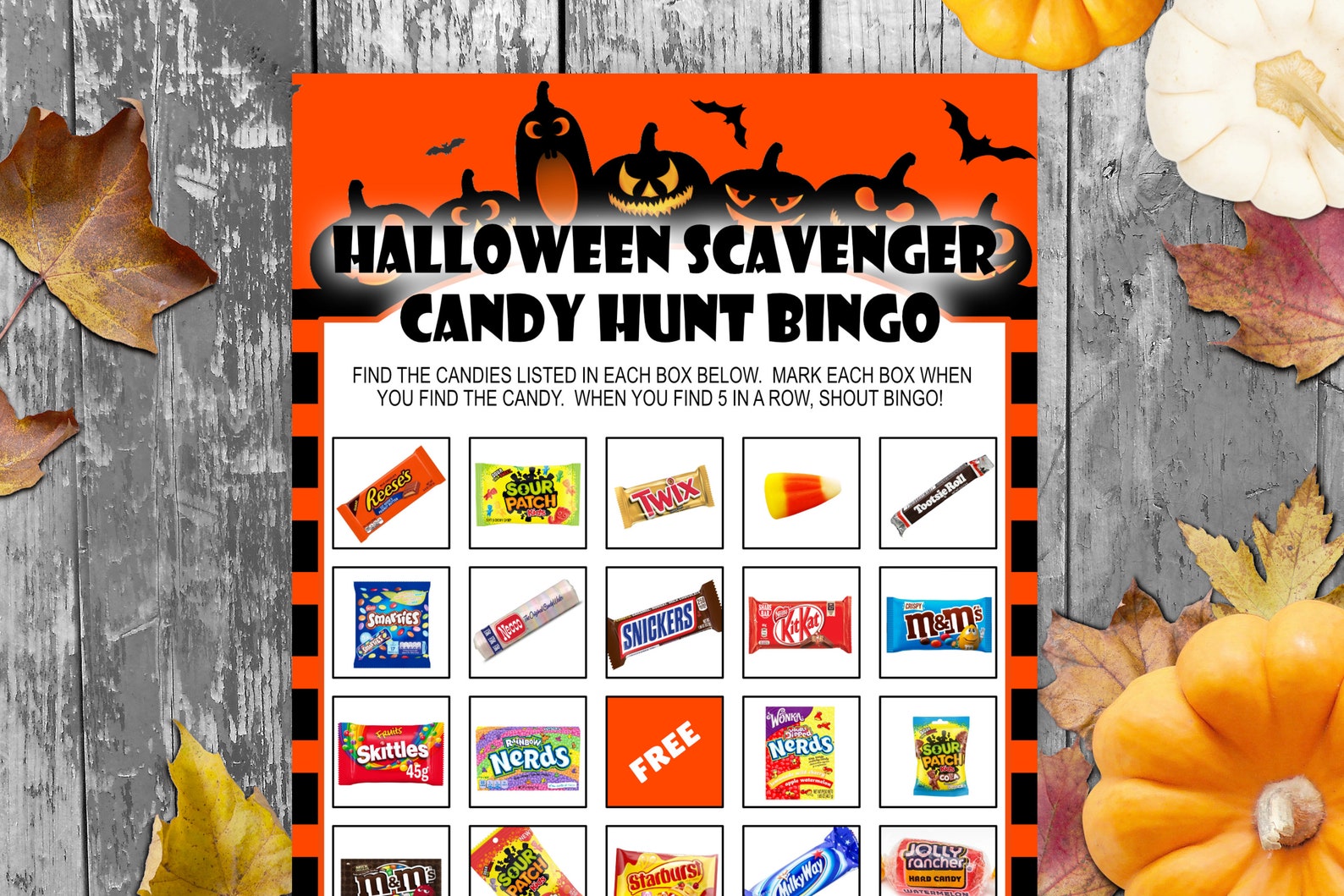 Halloween Scavenger Candy Hunt Bingo Game Halloween Fun Party - Etsy
