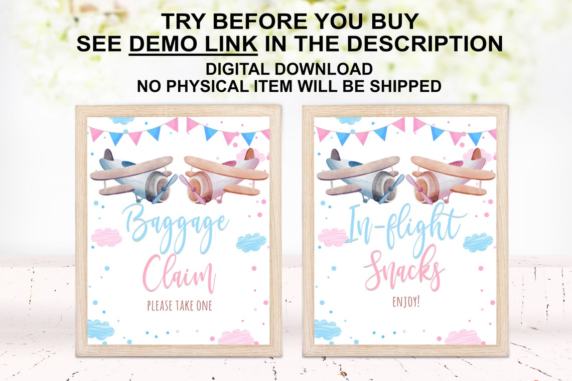 Editable Airplane Gender Reveal Bundle Signs Custom Sign - Etsy