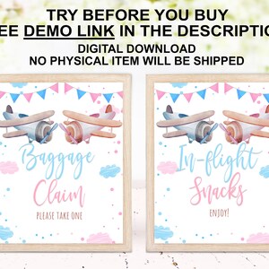 Editable Airplane Gender Reveal Bundle Signs Custom Sign PRINTABLE Pink ...
