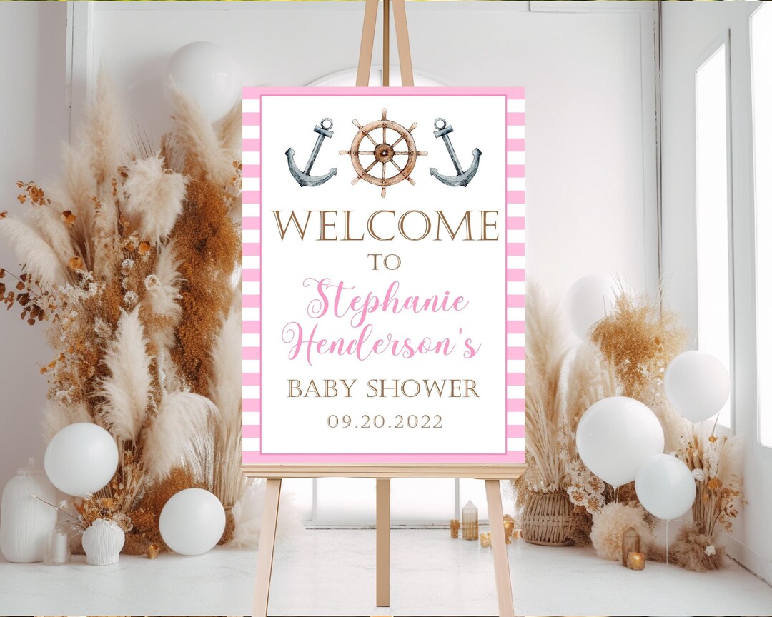Editable Nautical Welcome Sign Baby Shower Welcome Decor Sign Birthday ...