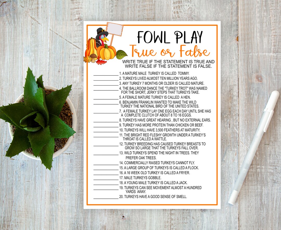 Thanksgiving Fowl Play, Thanksgiving Game, Thanksgiving Party Game ...