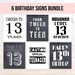 13th Birthday Signs, Decor, Bundle, Birthday Party Decorations, 13th ...
