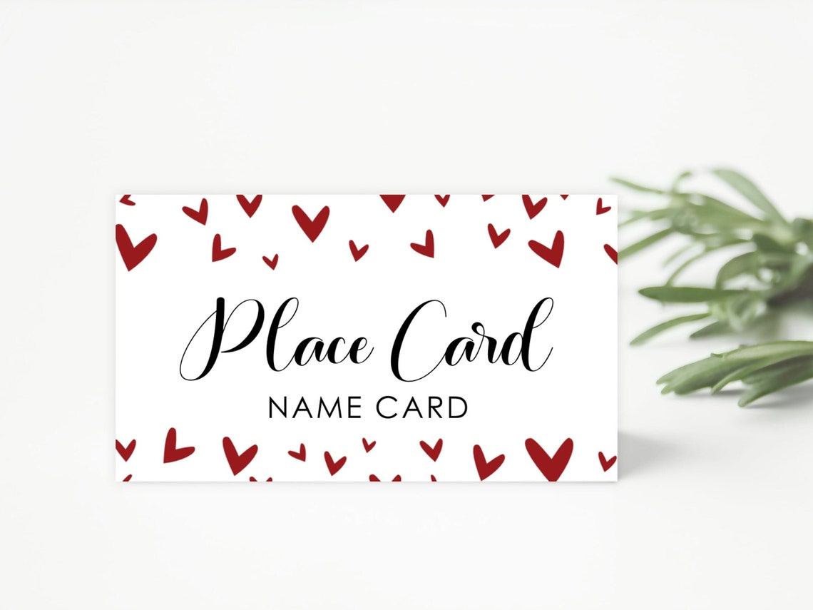 Editable Hearts Place Card Food Label Name Card Table Tent - Etsy