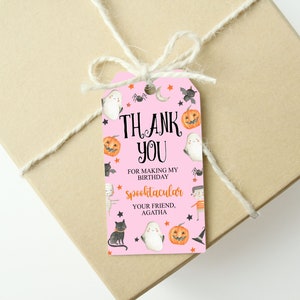 Editable Halloween Birthday Thank You Favor Tags Treat Tag Costume ...