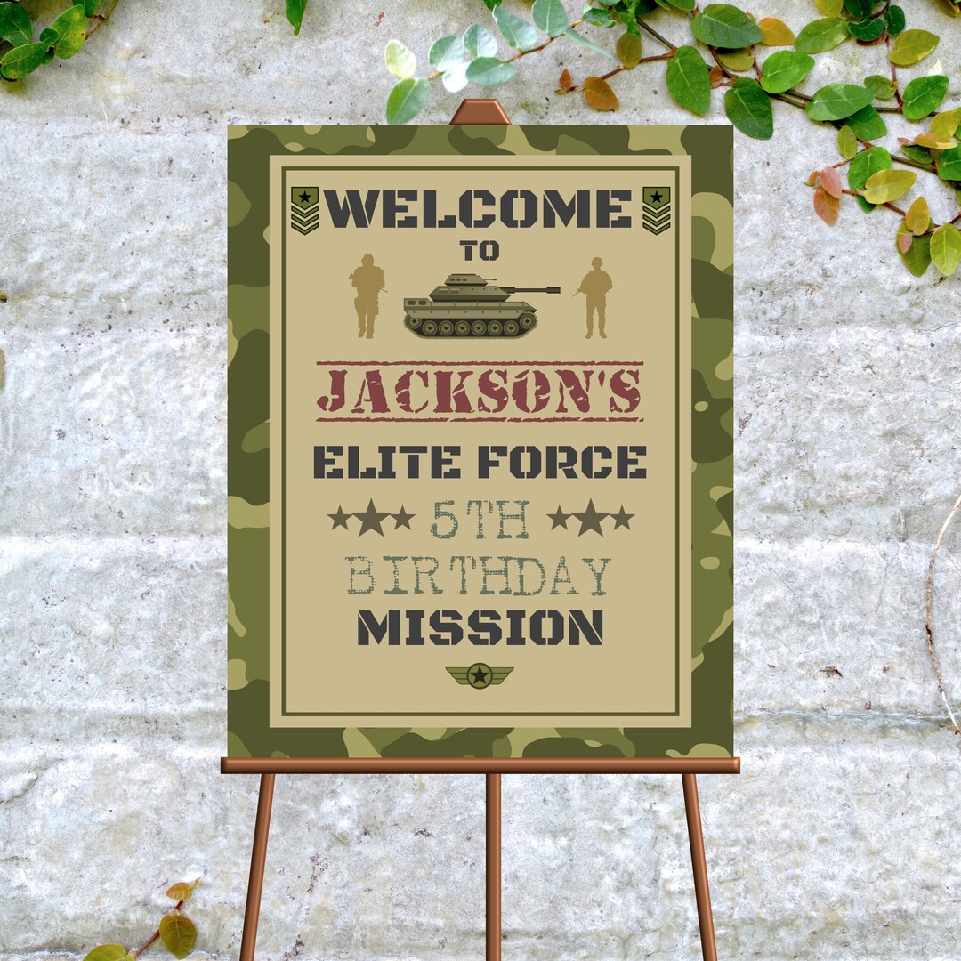 Editable Camo Birthday Welcome Sign PRINTABLE Camo Green Birthday ...