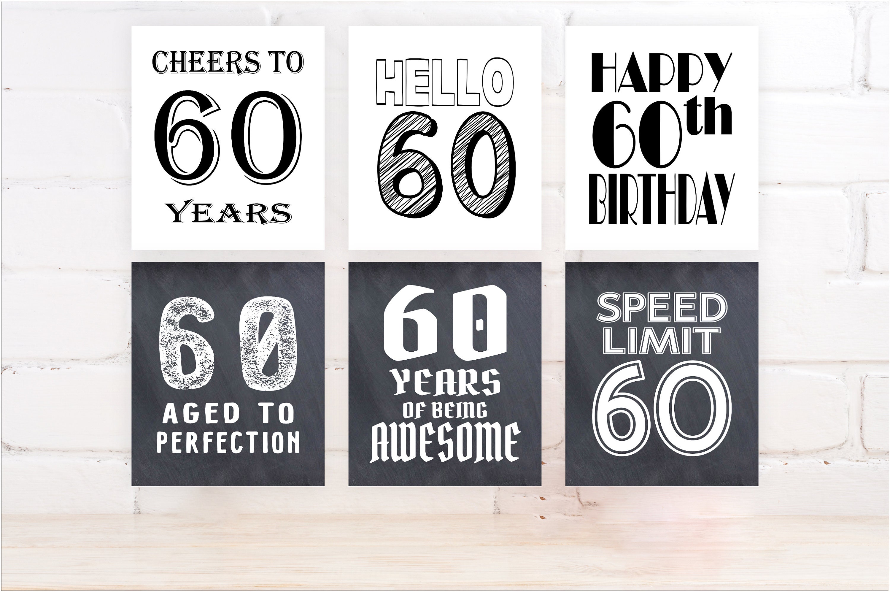 60th Birthday Signs Bundle Birthday Party Decorations 60th - Etsy