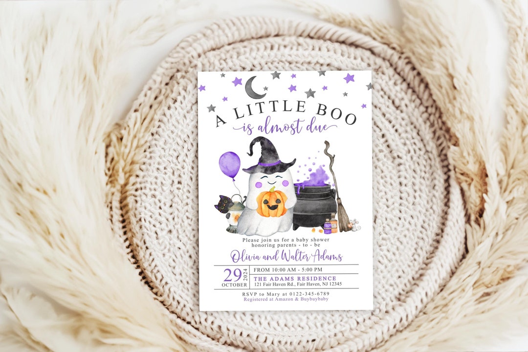 Editable Ghost Baby Shower Invitation Halloween Ghost Baby Shower ...