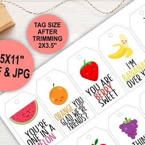 Valentine Gift Tags, Funny Fruit Valentine Gift Tags,galentine's Day ...