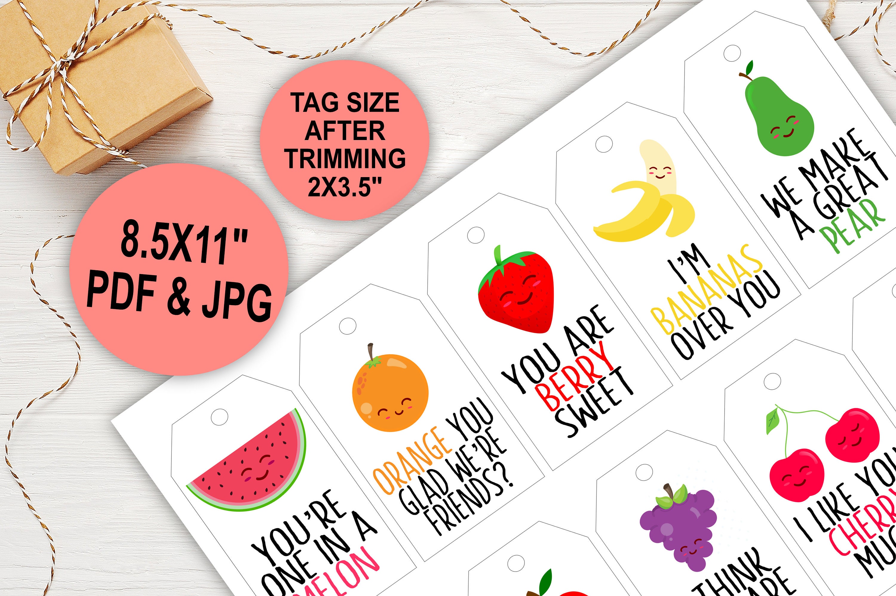 Valentine Gift Tags, Funny Fruit Valentine Gift Tags,galentine's Day ...