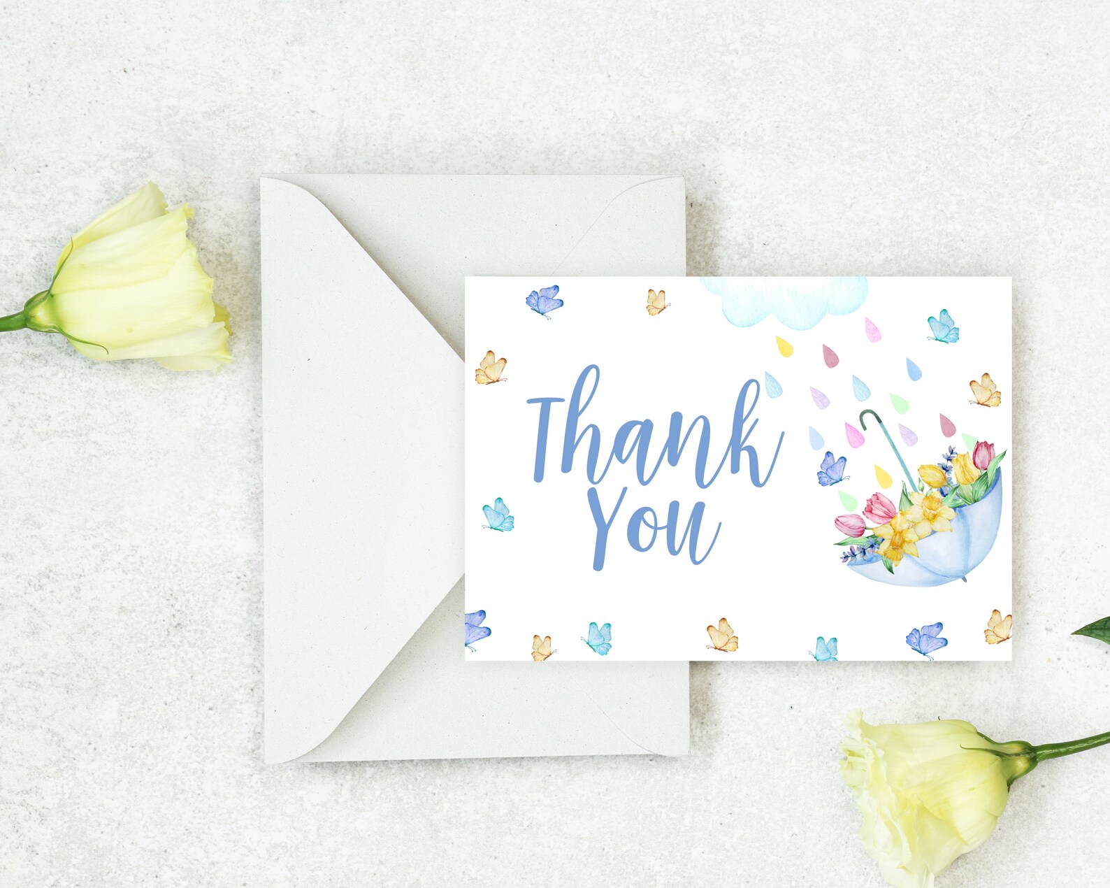 Editable April Showers Invitation Set Blue Umbrella Rain Invite Spring ...