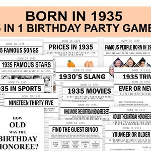 Born in 1935 Birthday Game, Birthday Games Bundle 1935 Games, 1935 ...