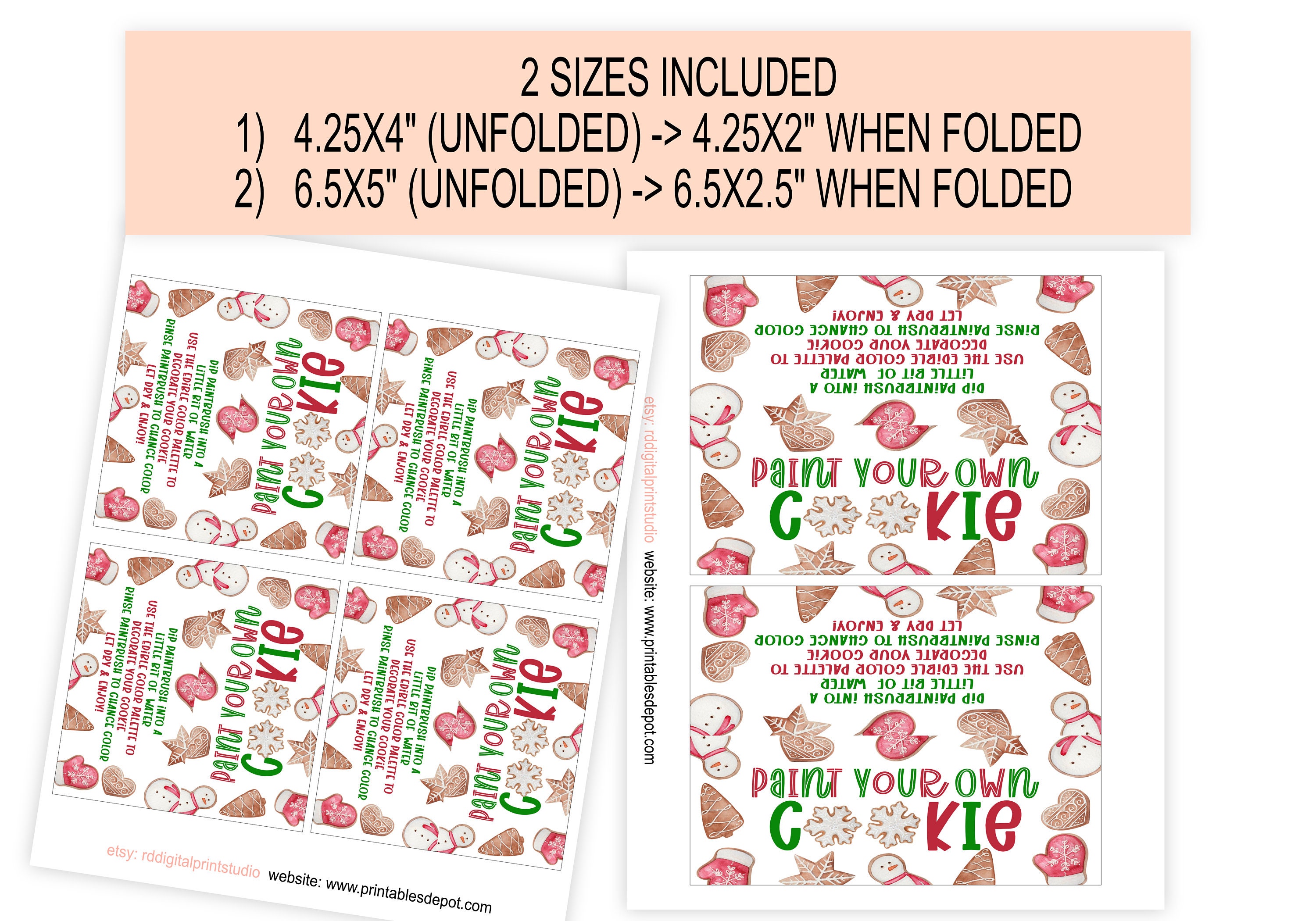 Christmas PYO Paint Your Own Cookie Treat Bag Topper PRINTABLE Favor ...