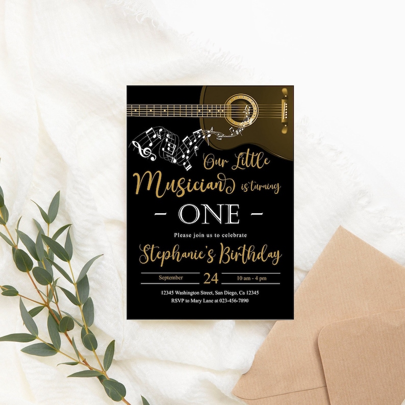 Editable Music Birthday Invitation Music Black Invitation - Etsy