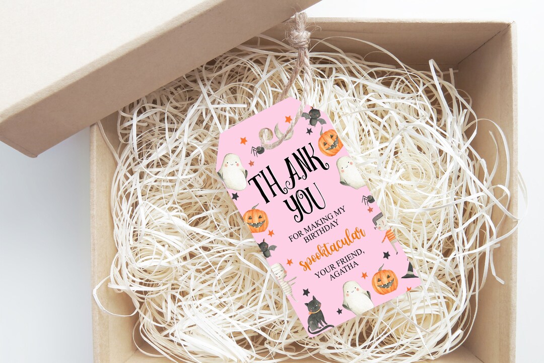 Editable Halloween Birthday Thank You Favor Tags Treat Tag Costume ...