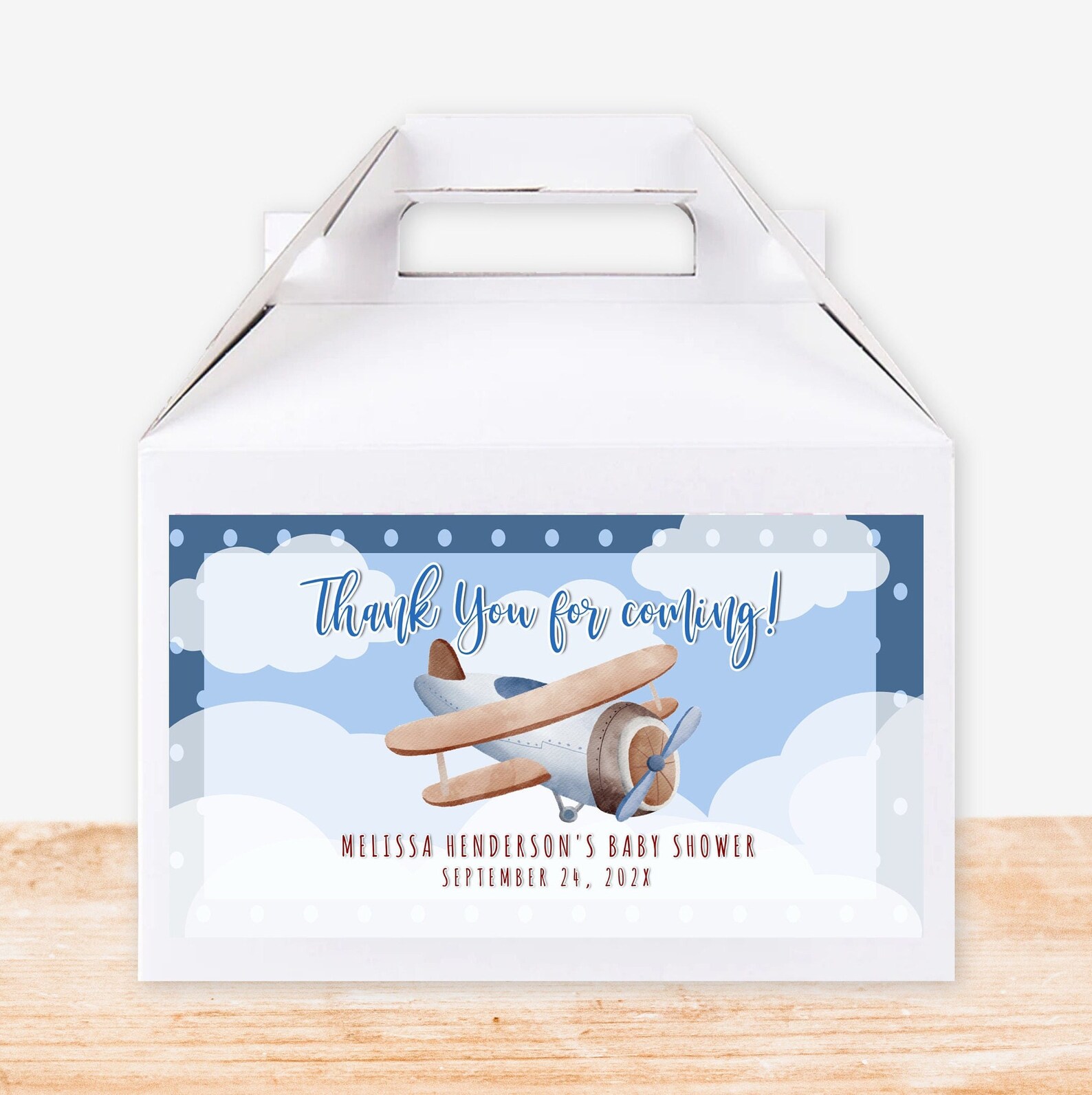 Editable Airplane Gable Box Favor Blue Airplane Label Gift Box - Etsy