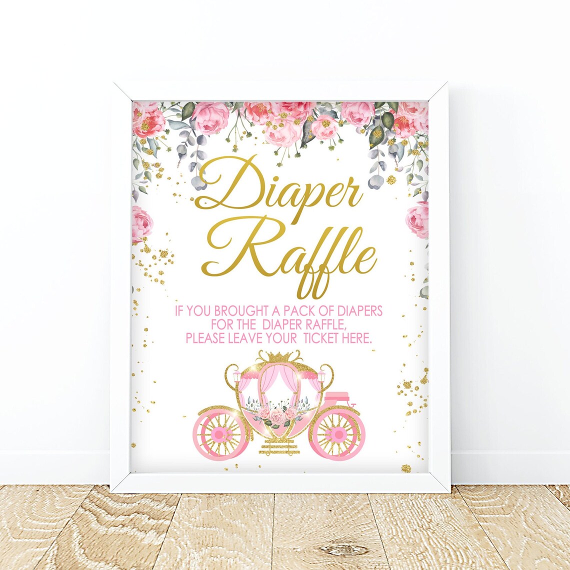 Pink Princess Diaper Raffle Sign Princess Carriage Diaper - Etsy