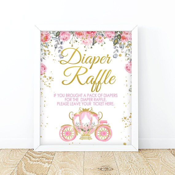 Pink Princess Diaper Raffle Sign Princess Carriage Diaper - Etsy