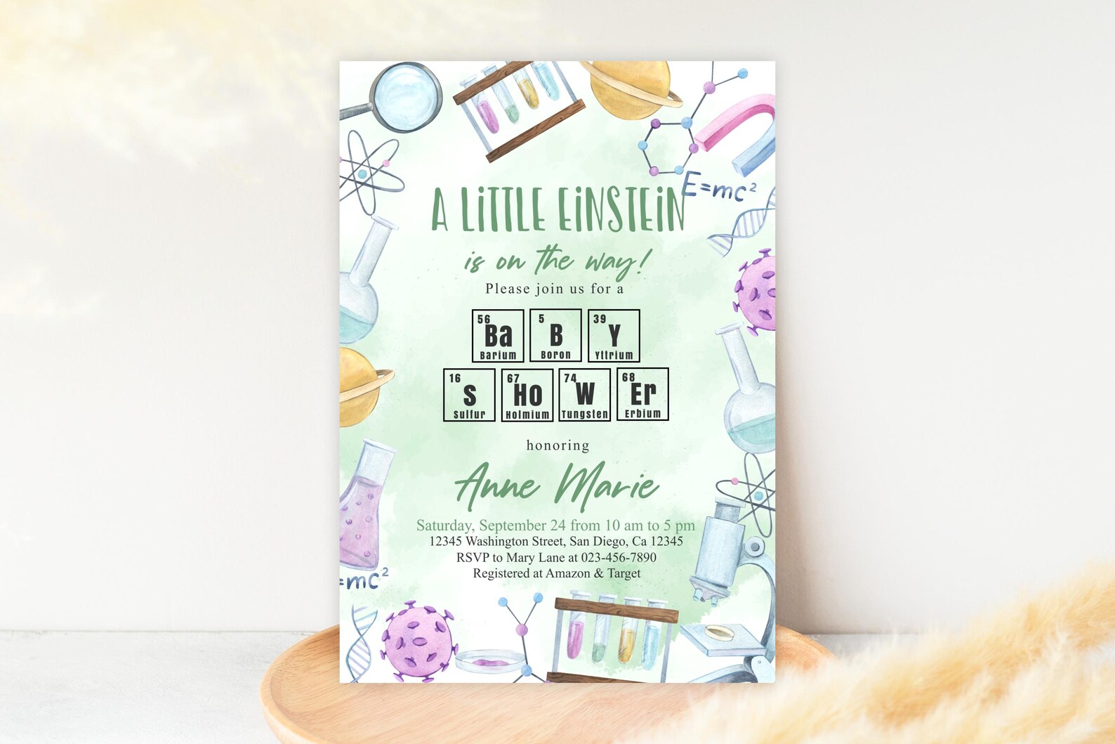 Science Baby Shower Invitation: Green Laboratory Theme (editable Corjl ...