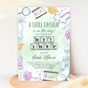 Science Baby Shower Invitation: Green Laboratory Theme (editable Corjl ...