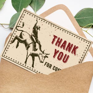 Editable Bull Rodeo Thank You Card Printable Cowboy Rustic Bull Theme ...