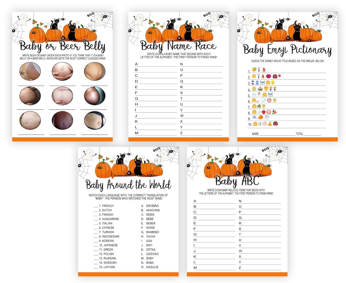 Halloween Pumpkin Baby Shower Games Bundle Halloween Pumpkin - Etsy