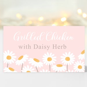 Editable Daisy Food Labels Food Card Table Tent Card Daisy Boho Girl ...