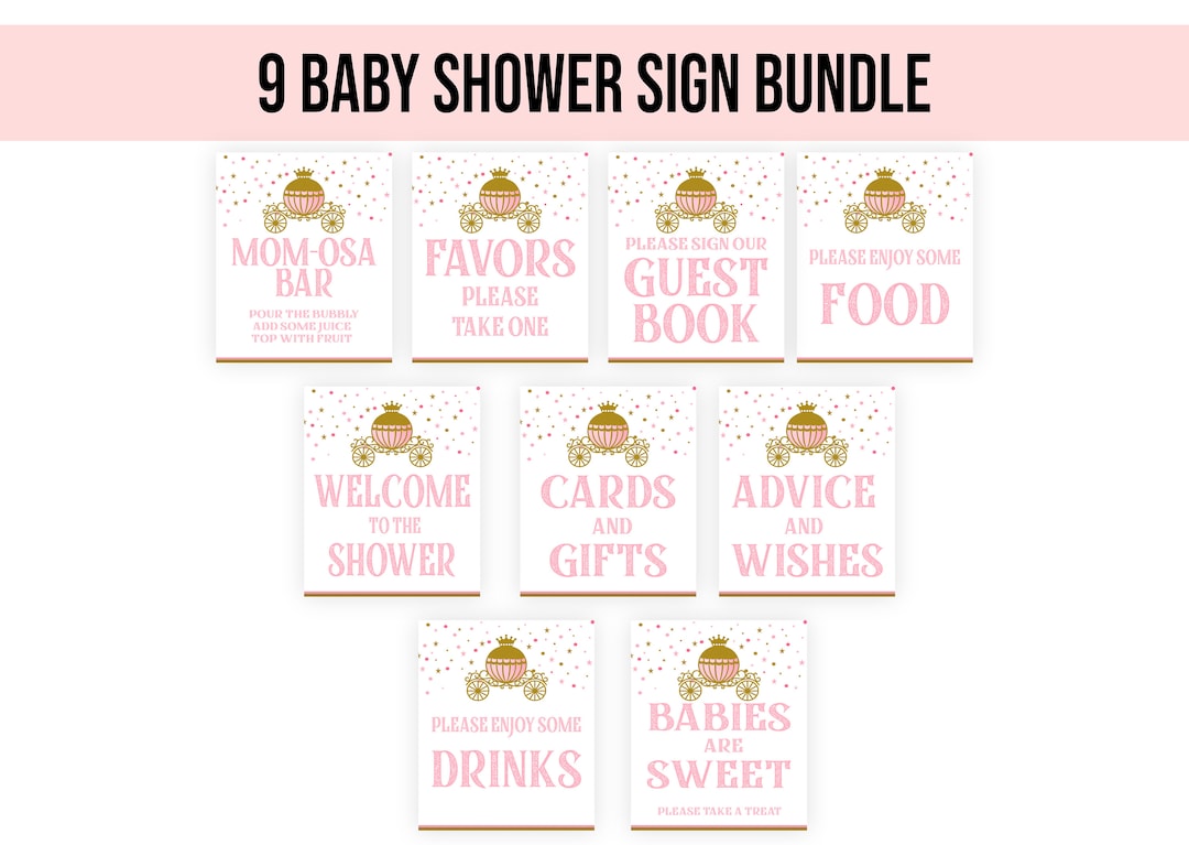 Princess Baby Shower Signs Baby Shower Table Decor Decoration PRINTABLE ...