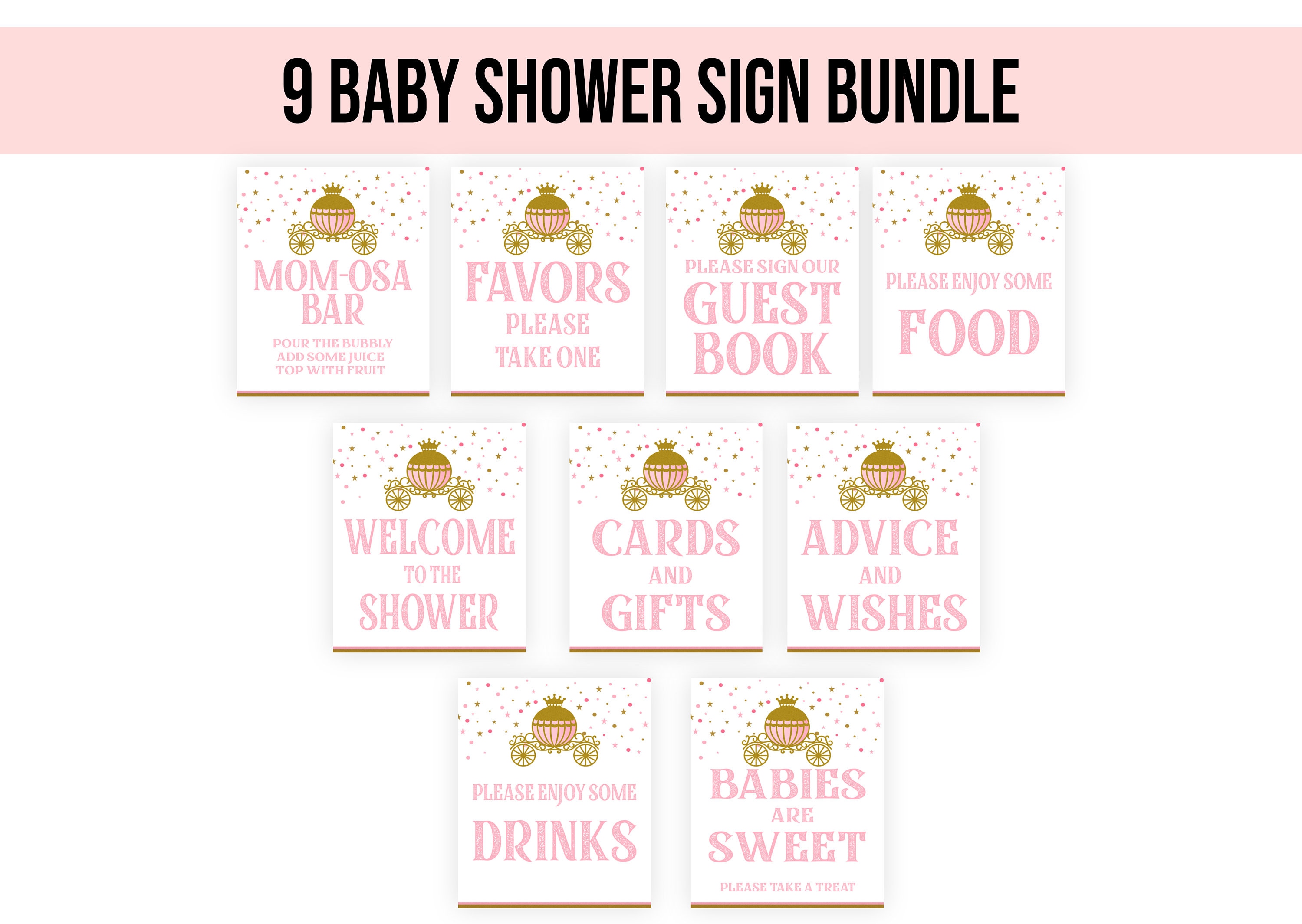 Princess Baby Shower Signs Baby Shower Table Decor Decoration PRINTABLE ...