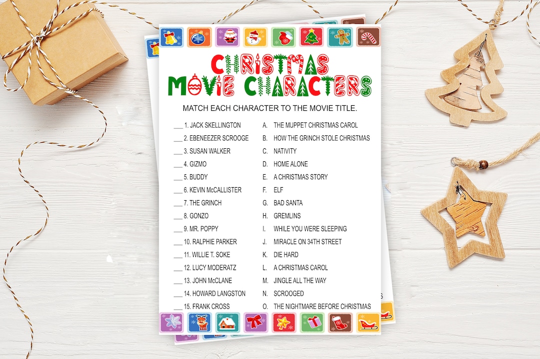 Christmas Movie Characters, Christmas Fun Game, Christmas Printable ...