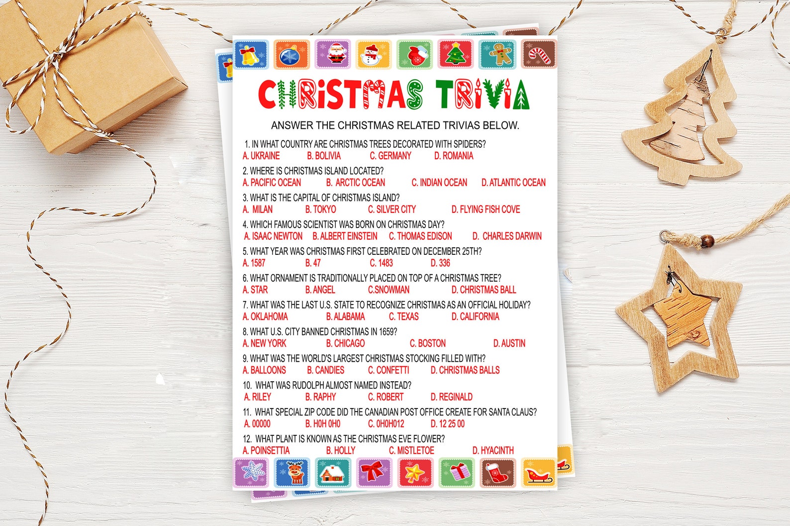 Christmas Game, Christmas Trivia Game, Christmas Printable Game, Fun ...
