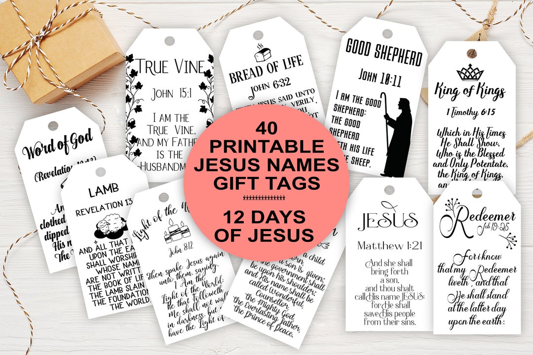 12 Days of Jesus Gift Tags, Jesus Names Gift Tags, Christmas Gift Tags ...