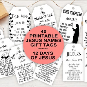 12 Days of Jesus Gift Tags, Jesus Names Gift Tags, Christmas Gift Tags ...