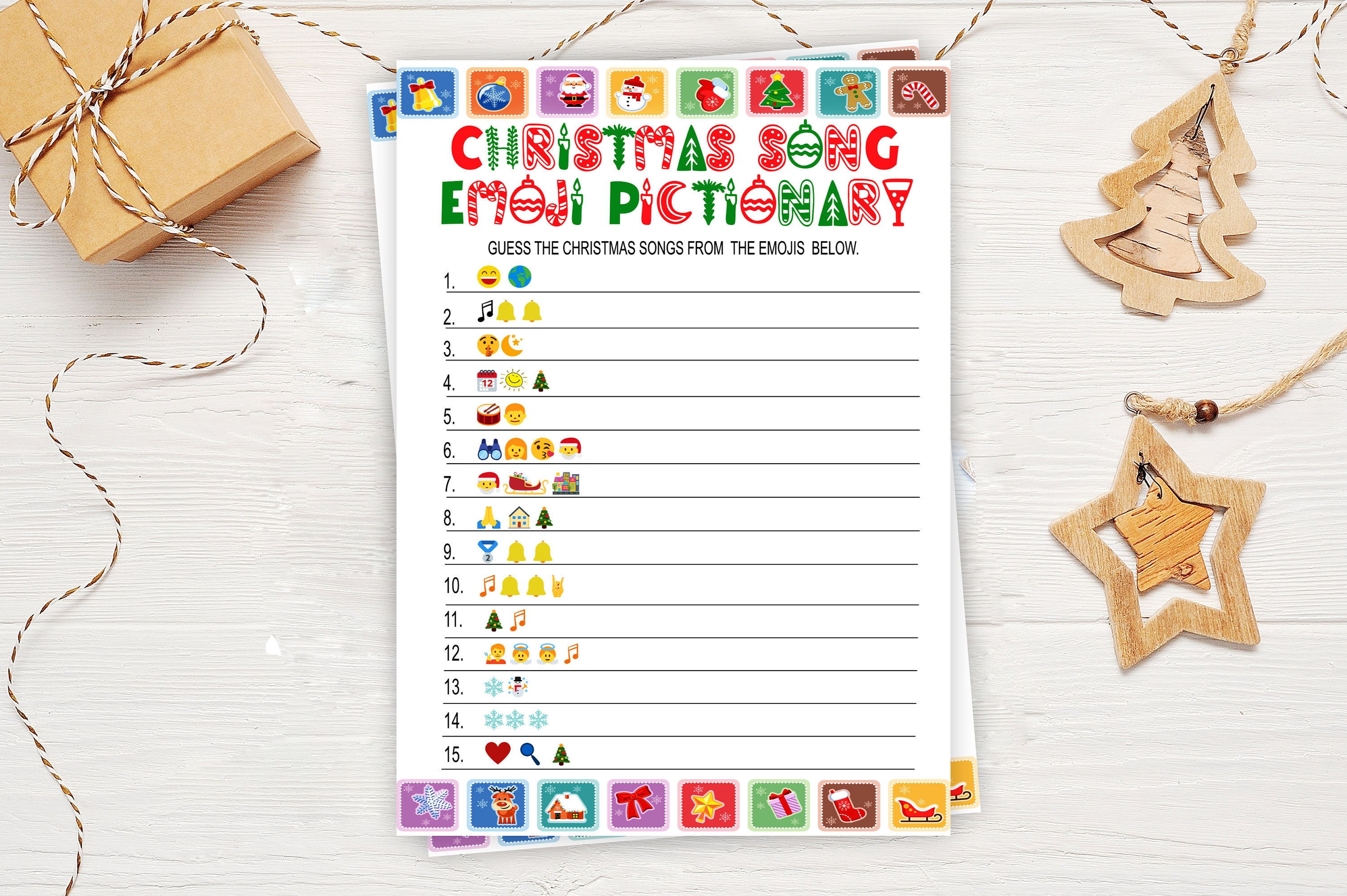 Christmas Game Printable Christmas Song Emoji Pictionary | Etsy