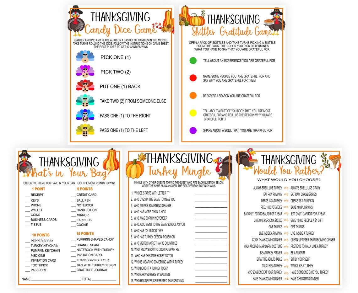Thanksgiving Game Bundle Pack Thanksgiving Games Set - Etsy