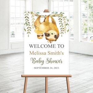 Sloth Baby Shower Welcome Sign: Editable Corjl Template (digital ...