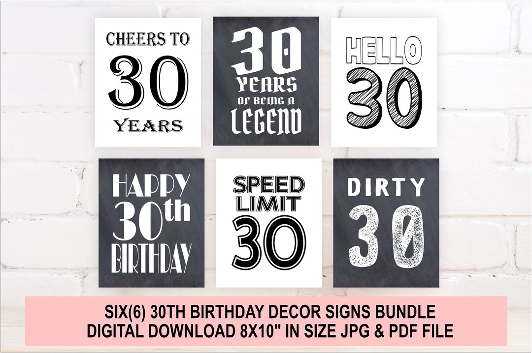 30th Birthday Signs Decor Bundle Birthday Party - Etsy